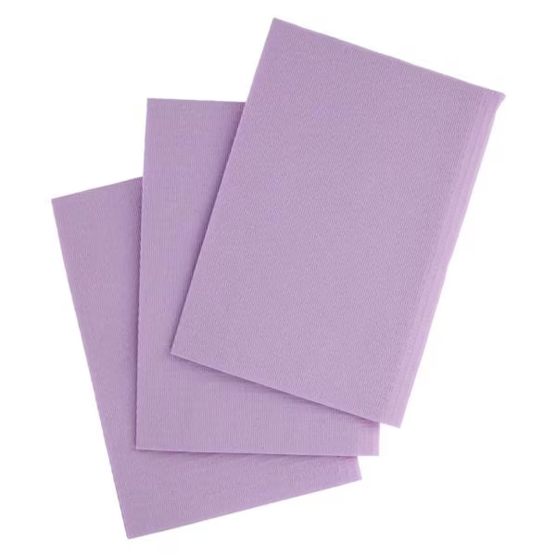 SurgiMac Patient Bibs, PURPLE, 13" x 18" 2-Ply Paper/1-Ply Poly