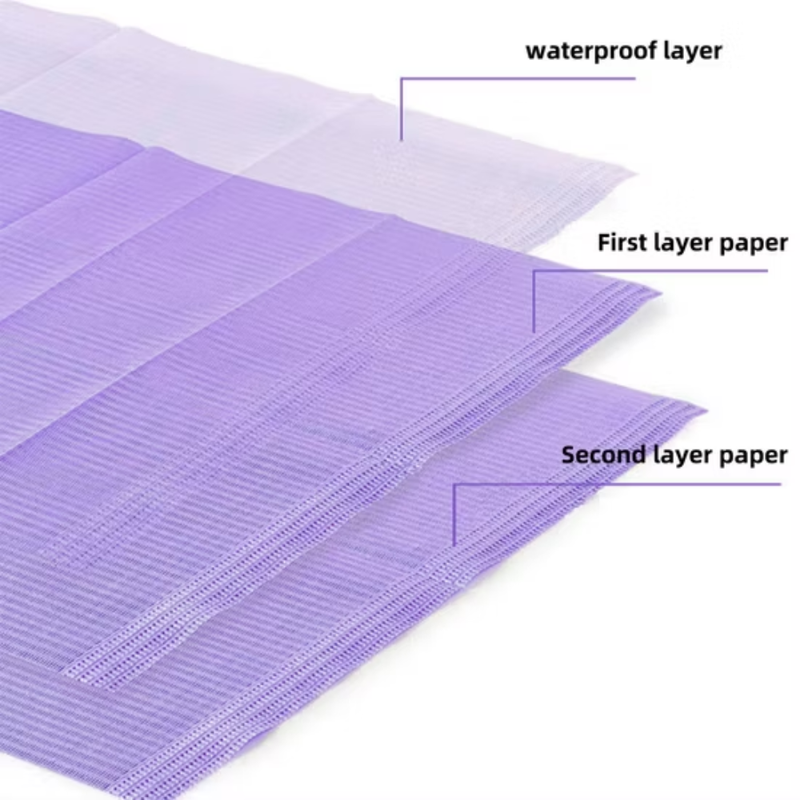 SurgiMac Patient Bibs, PURPLE, 13" x 18" 2-Ply Paper/1-Ply Poly